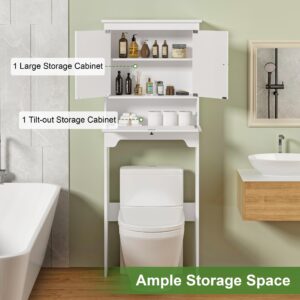 Salfanre Over Toilet Storage Cabinet, Over The Toilet Storage Shelf, Over The Toilet Shelf Organizer, with Doors and Adjustable Shelf, White