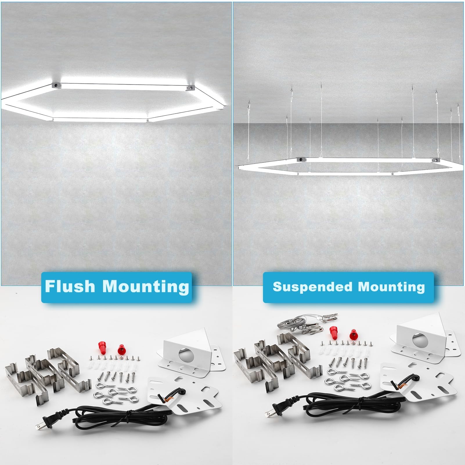 Lightdot 2FT 3.5IN Linkable LED Shop Light, 240W (8 * 30W) 33600LM 5000K Flushmount and Hanging (Four Directions Connect&Linear Install) LED Shop Lights for Car Wash Room Car Repair Shop-6Pack