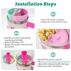 Stanley Cup Divider 2-in-1 Drink Separator Silicone Liner with Silicone Spill Proof Stopper Cover, Double Drinks Bag Fit Stanley Cup 40 oz, Compatible with Stanley Cup Accessories (pink & lake green)