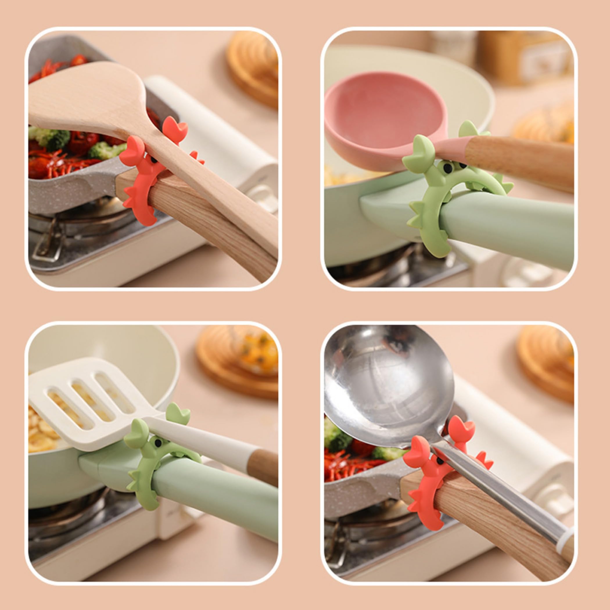 Crab Utensil Holder - 2 PC Cute Silicone Crab Shaped Spatula Rack - Funny Spoon Rest for Stove Top, Cooking Gifts, Cute Kitchen Accessories (Orange x2)