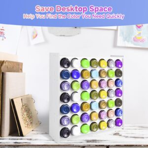 49 Holes Acrylic Paint Storage Organizer for 2 oz Craft Paints, Craft Paint Bottle Storage Rack Stand, Vertical Acrylic Paint Organizer Holder, Crafts Paint Storage Tower for Apple Barrel, Folkart