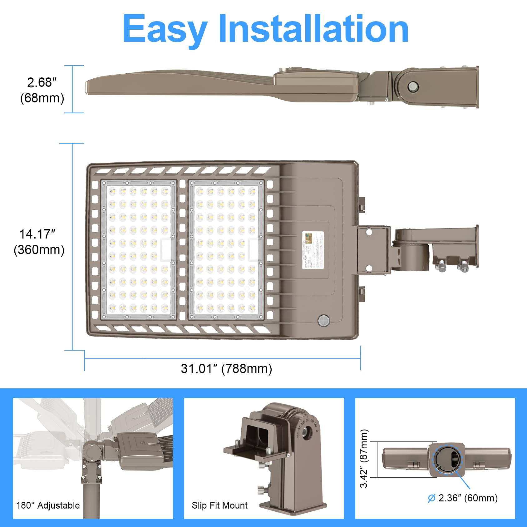 YELLORE 2 Pack 320W LED Parking Lot Light 44,800LM UL DLC Listed LED Shoebox Pole Light with Slip Fitter 5000K Flood Lights Outdoor IP65 Waterproof Commercial Street Light 100-277VAC