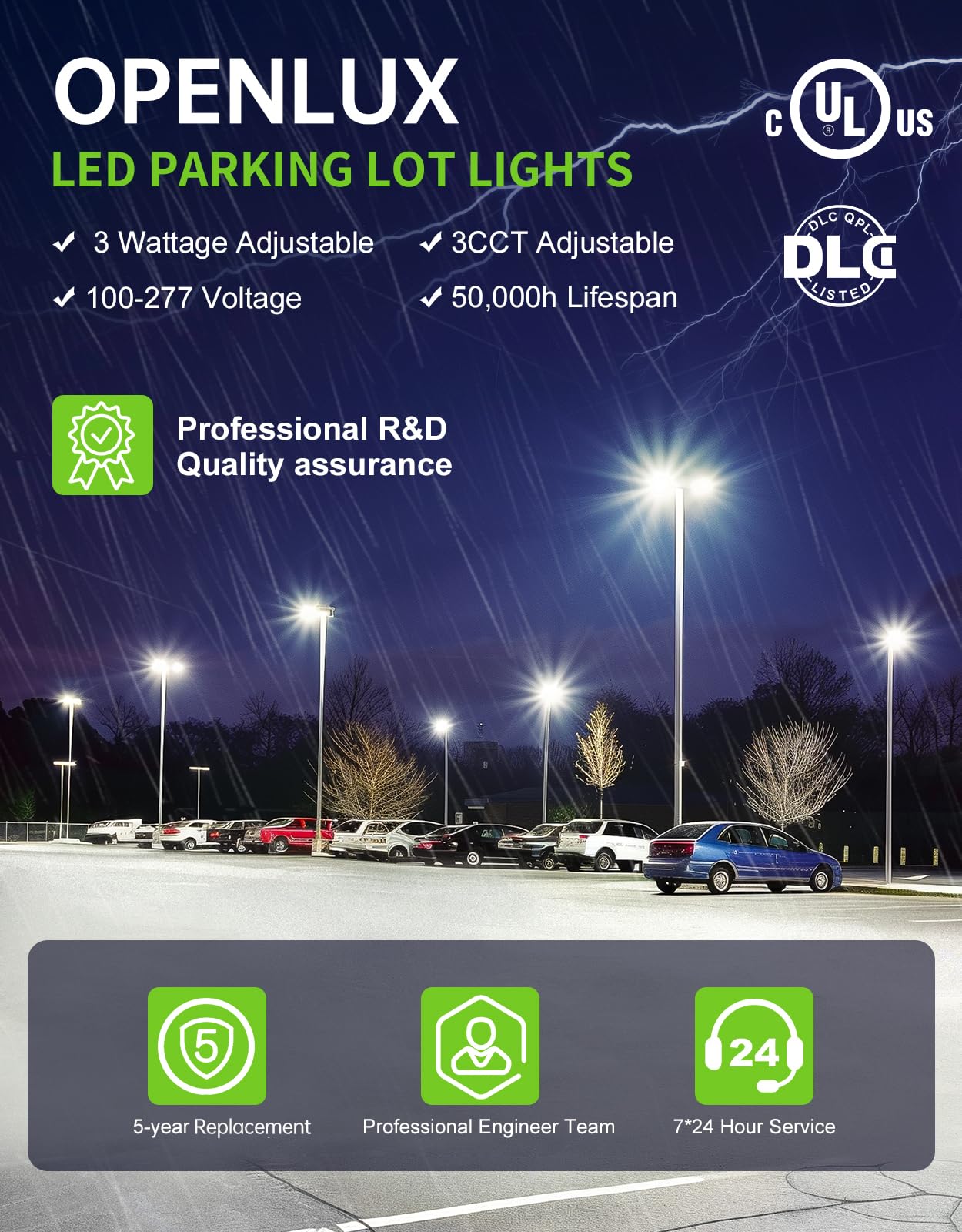 OPENLUX LED Parking Lot Light 150W 120W 90W Adjustable 4500K 5000K 5700K Tunable Up to 22500LM Photocell LED Shoebox Fixture Flood Pole Light Outdoor Field Lighting AC 100-277V