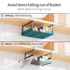 iSPECLE 8 Pack Cabinet Baskets - 4 Pack Wire Storage Baskets and 4 Pack Under Shelf Storage Add Space for 15" & 30" Upper Cabinet Easily Install with Adhesive, Under Shelf Wire Basket Get Items Easily