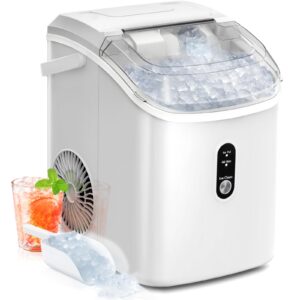 lhriver nugget ice maker coutertop, pebble ice maker machine with one-click operation, self-cleaning ice machine maker with chewable ice, 33lbs/day, portable ice makers for home, party, office, white