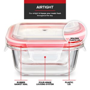 Glass Portion Control Bariatric Containers (3 Pack), 1 Cup Food Containers with Two 4 oz Compartments, 4oz Food Storage Containers for meal prep, Microwave Safe Glass Portion Containers with Lids