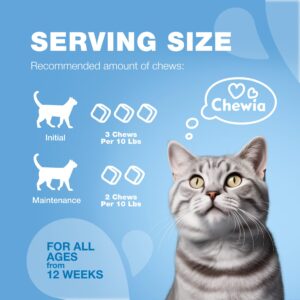 CHEWIA Cat Calming Treats - Hemp Calming Care for Cats - Cat Anxiety Relief - Storms, Travel, Grooming, Separation