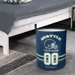 Laundry Hamper Merchandise for Football Accessories, Personalized Game Day Laundry Basket Keepsake with Name Number, Storage Basket for Bathroom Living Room, Gifts for Men Woman Fans Famliy