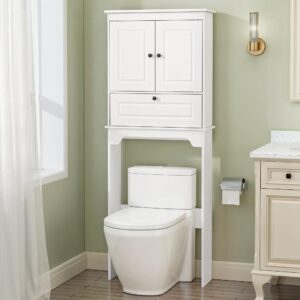 Salfanre Over Toilet Storage Cabinet, Over The Toilet Storage Shelf, Over The Toilet Shelf Organizer, with Doors and Adjustable Shelf, White