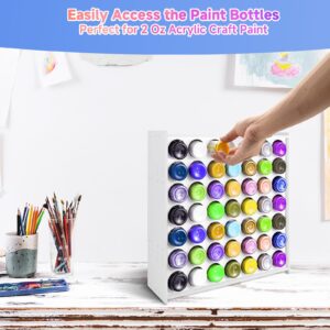 49 Holes Acrylic Paint Storage Organizer for 2 oz Craft Paints, Craft Paint Bottle Storage Rack Stand, Vertical Acrylic Paint Organizer Holder, Crafts Paint Storage Tower for Apple Barrel, Folkart