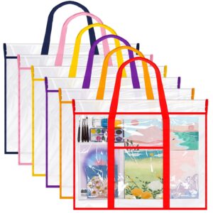 vincreem 6 pack 25" x 31" large poster storage bag art portfolio case pvc portfolio folder with pocket clear bulletin board holder chart organizer container for artwork teacher classroom paper