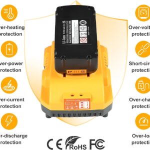 20v Max Battery 2Pack Replacement for Dewalt 20V 6.0Ah Battery with DCB112 Battery Charger Station for DCB201 DCB204 DCB206 DCB120