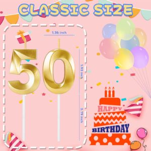 50th Birthday Candles for Cake,Gold Number Candles for Happy Birthday Cake Toppers,Birthday Decorations for Her Him Party Anniversary Wedding