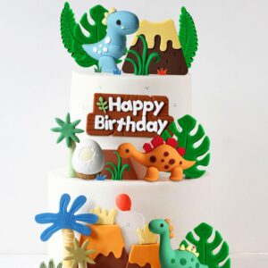 JeVenis Luxury Little Dinosaur Cake Decorations Dinosaur Cupcake Topper Little Dinosaur Cake Toppers for Birthday Baby Shower Party Supplies