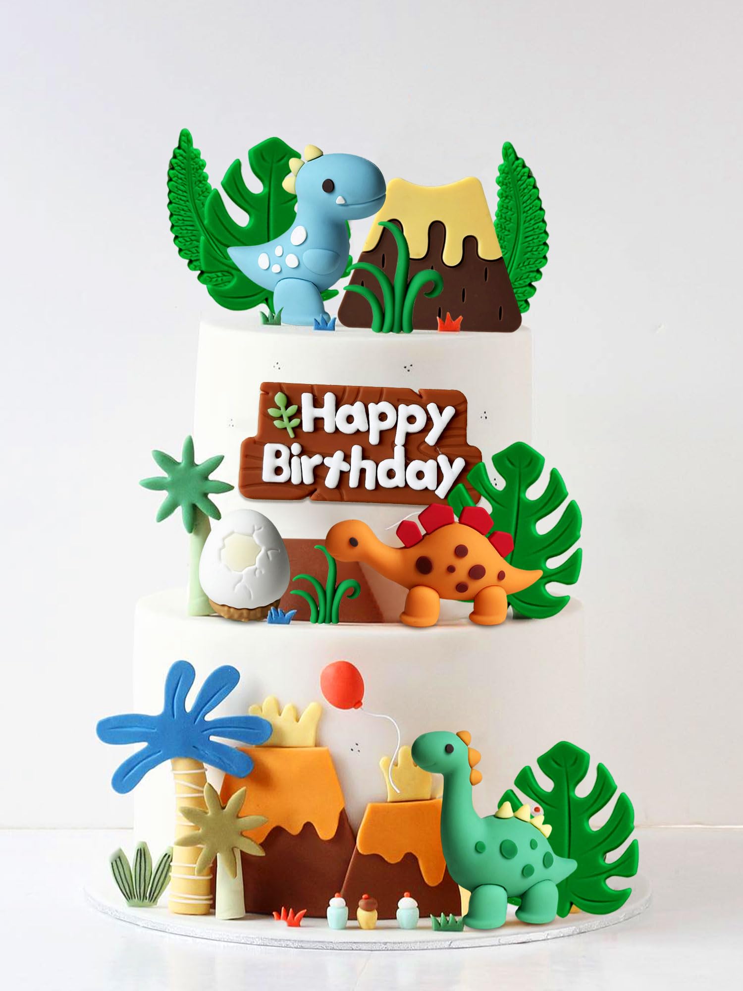 JeVenis Luxury Little Dinosaur Cake Decorations Dinosaur Cupcake Topper Little Dinosaur Cake Toppers for Birthday Baby Shower Party Supplies