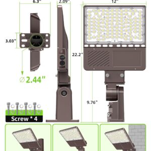 OPENLUX LED Parking Lot Light 150W 120W 90W Adjustable 4500K 5000K 5700K Tunable Up to 22500LM Photocell LED Shoebox Fixture Flood Pole Light Outdoor Field Lighting AC 100-277V