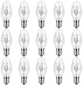 colwatt 15-pack salt lamp bulbs, 15 watt light bulb for himalayan salt lamp baskets, 120v c7 small night light bulbs, 2200k warm white, dimmable