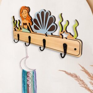 Midrean Wooden Cute Kids Nursery Towel Coat Rack Colorful Wall Hooks Mount Wood Hook