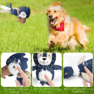 Durable Squeaky Dog Toy Set with Tug Rope | 3-Pack Interactive Plush Toys for Small to Extra Small Dogs | Animal Shapes – Lion, Parrot & Duck | Chew, Play, and Tug of War | Safe and Soft Pet Toy Set