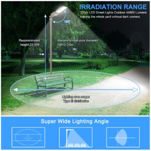 YELLORE 2 Pack 320W LED Parking Lot Light 44,800LM UL DLC Listed LED Shoebox Pole Light with Slip Fitter 5000K Flood Lights Outdoor IP65 Waterproof Commercial Street Light 100-277VAC