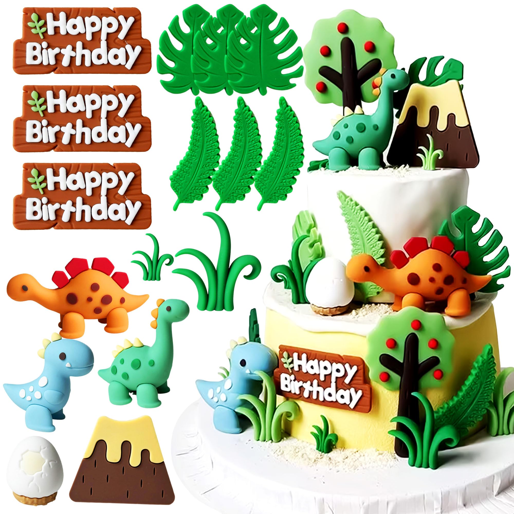 JeVenis Luxury Little Dinosaur Cake Decorations Dinosaur Cupcake Topper Little Dinosaur Cake Toppers for Birthday Baby Shower Party Supplies