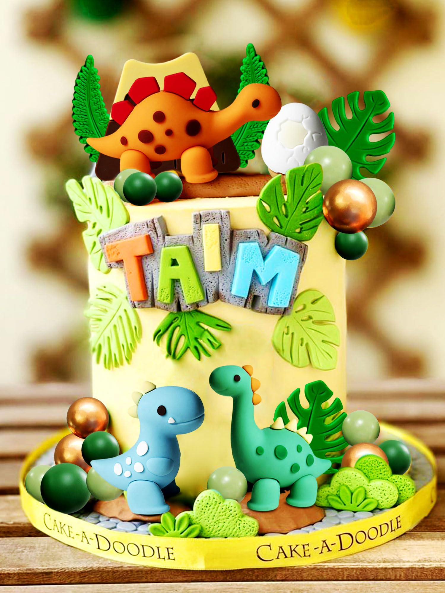 JeVenis Luxury Little Dinosaur Cake Decorations Dinosaur Cupcake Topper Green Rex Three Dino Cake Toppers for Birthday Baby Shower Party Supplies