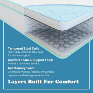 HIROHRTV Queen Size 10-Inch Cool Gel Memory Foam Innerspring Hybrid Mattress - Medium Firm, CertiPUR-US Certified, Mattress in a Box, Queen Support and Pressure Relief, Enhanced Breathability (Queen)