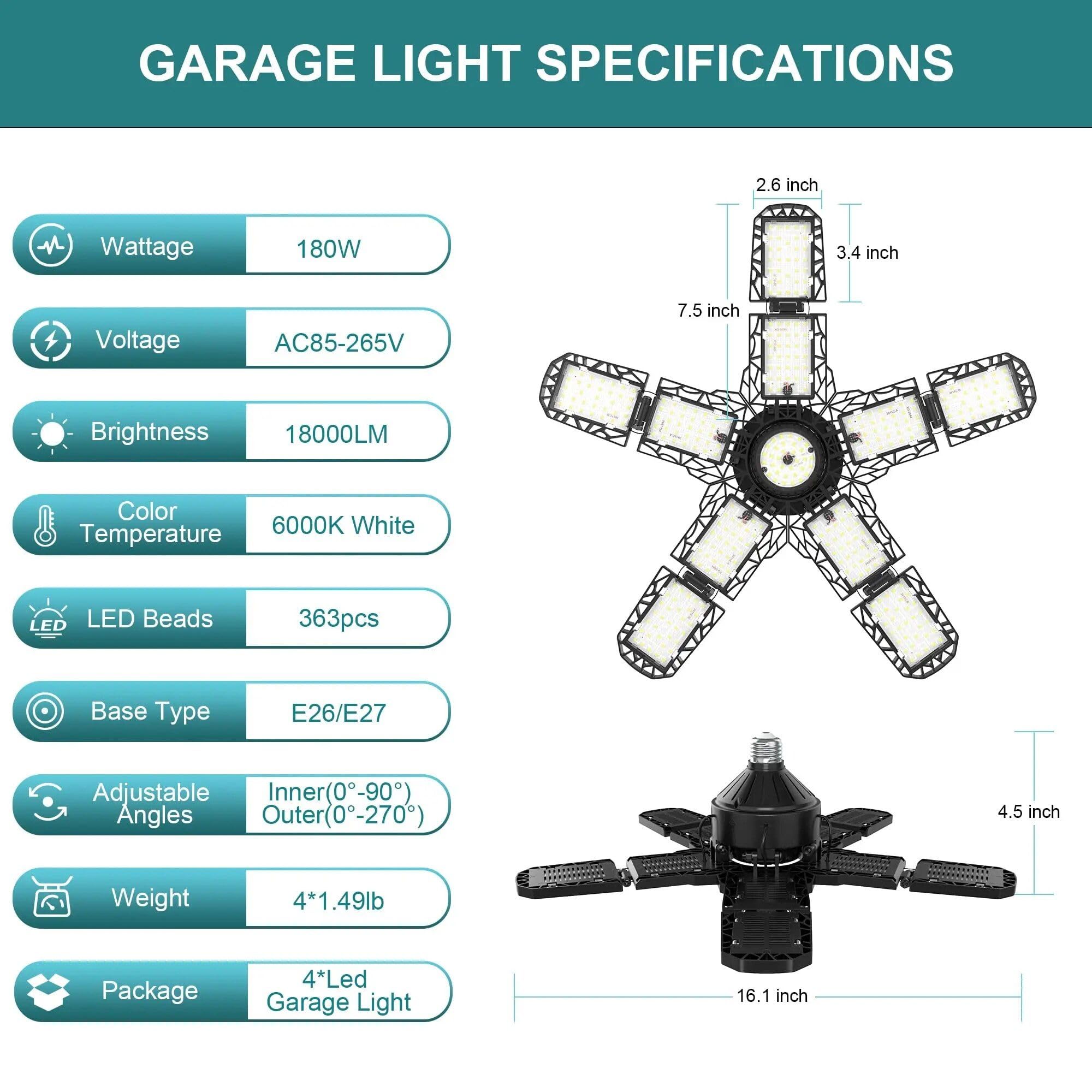 Adjustable LED Garage Ceiling Light