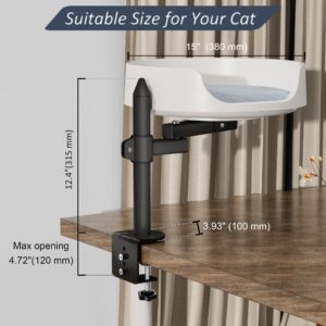 NestChroix Cat Bed for Desk Elevated Cat House Over Desk Keeps Kitten Cat Close and Workspace Clear Cat Box with Pet Cushions (45° Rotating Rod)