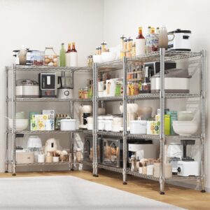 Homdox Heavy Duty Storage Shelves, 4 Tier Wire Shelving Unit, Adjustable Metal Shelves for Storage, Garage Rack Pantry Shelves Kitchen Shelving, 14"x60"x60", Silver Gray