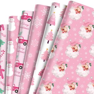 pink christmas wrapping paper pink santa wrapping paper 12 sheets pink gift wrapping paper christmas 20 x 26.8 inch pink wrapping paper christmas gift wrap for christmas diy gift wrapping paper