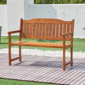 choosilay outdoor garden bench weatherproof, 2-person poly lumber patio porch bench, all-weather solid wood park bench for poolside balcony, 47.4" w x 20.6" d x 36.2" h