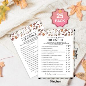 Fall Bridal Shower Games – 25 Pack, Over Or Under Game, Autumn Floral Wedding Shower Games Cards, Newlyweds Party Decoration, Engagement Party Games, Bachelorette Party Ideas -06