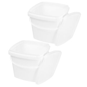 Cabilock 2pcs 5L White Plastic Bucket Square Bucket with Lid, White Utility Industrial Pail with Handle Oil Tub Container for Food Water Cleaning Storage