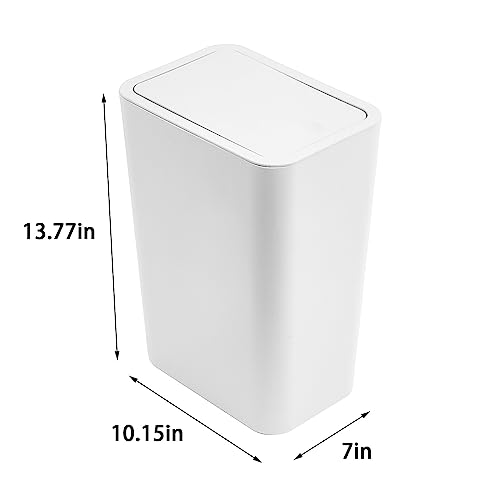 Bathroom Trash Can with Lid, Large-Size Garbage Can with Press Lid, Plastic Wastebasket with Popup Lid, Small Trash Bins for Toilet, Office, Bedroom, Living Room Day Use