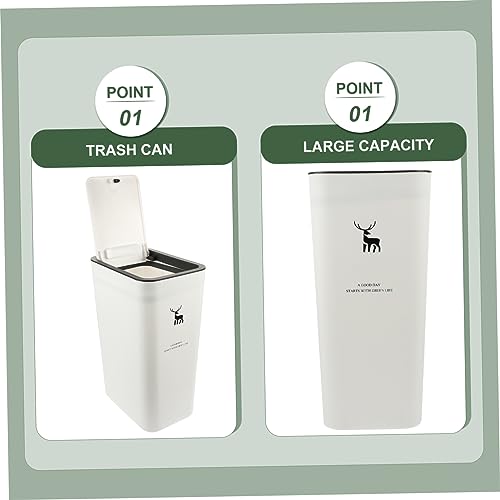 KITANDOVE Bathroom Press Trash Can Kitchen Slim Waste Basket Garbage Bin Bedroom Trash Container Push Lid Waste Bin for Home Office