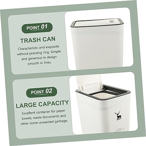 KITANDOVE Bathroom Press Trash Can Kitchen Slim Waste Basket Garbage Bin Bedroom Trash Container Push Lid Waste Bin for Home Office