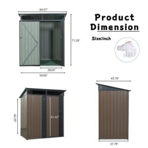 5ft x 3ft Outdoor Metal Storage Shed Transparent Plate Brown