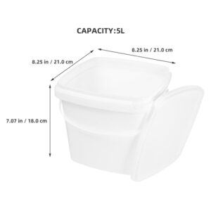 Cabilock 2pcs 5L White Plastic Bucket Square Bucket with Lid, White Utility Industrial Pail with Handle Oil Tub Container for Food Water Cleaning Storage