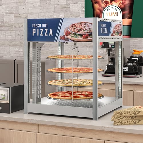 KoolMore 18 in. Commercial Pizza Display Warmer with 4 Rotating Racks in Stainless-Steel (KM-HPD4-18)