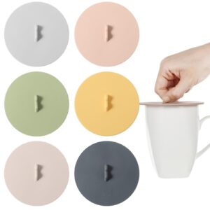 silicone lids for cups, ymapinc 6pcs silicone cup covers, colored universal cup lids, reusable mug cover, food grade dust-proof airtight seal lids for mugs tea cups coffee cup