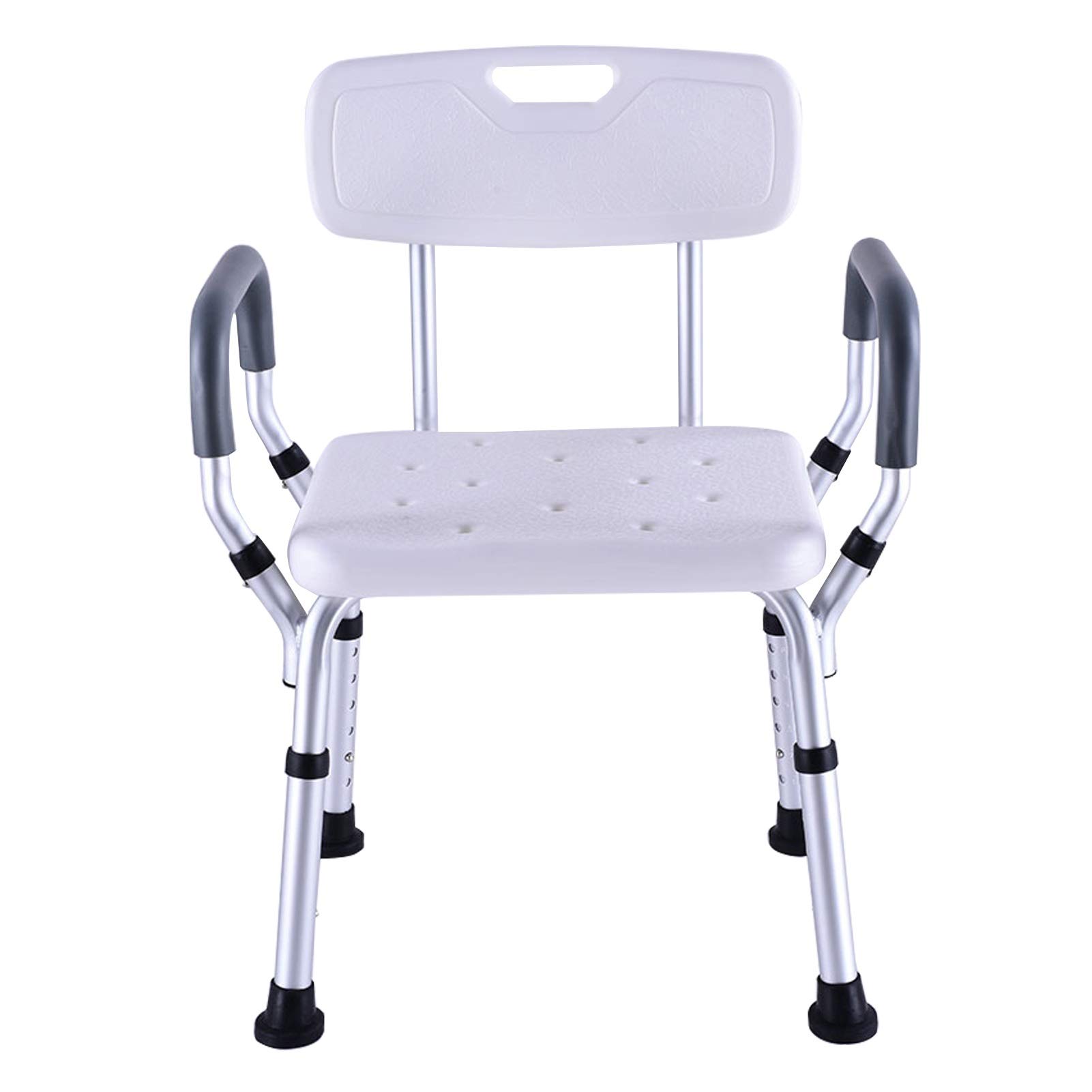 Elderly Assist Shower Chair Premium Shower Seat with Back Bath Chair Adjustable Hight, Lightweight Compact Bathtub Stool Bench for Adult Disabled, Max. 150kg