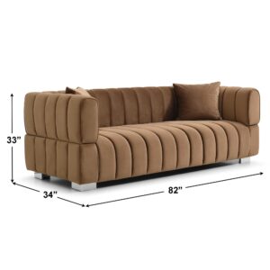 Woodpecker's Inc Luna Luxurious Velvet Sofa (Brown)