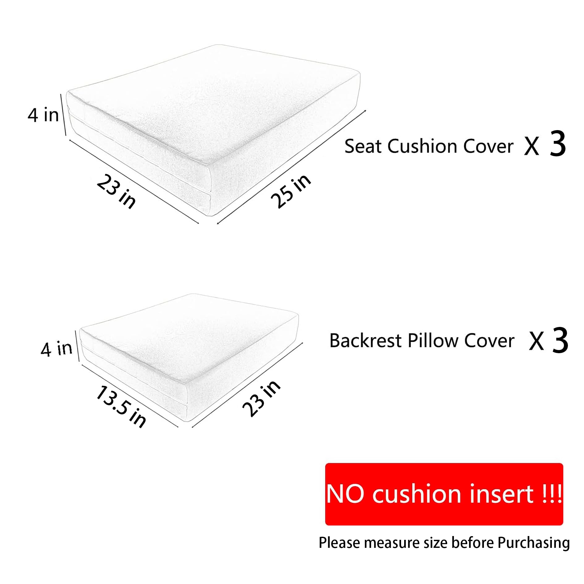 6p Patio Cushion Covers Anti Cat Scratch Leather Outdoor Cushion Cover Replacement 100% Waterproof with Zipper for 3Pcs Patio Furniture Set,Slipcovers for Outdoor Furniture Cushions Cream,Cover Only