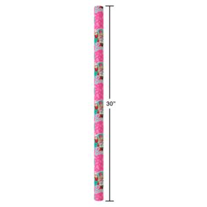 American Greetings Reversible Christmas Wrapping Paper for Kids, Barbie and Friends, Christmas Trees (1 Roll, 75 sq. ft.)