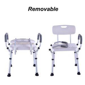 Elderly Assist Shower Chair Premium Shower Seat with Back Bath Chair Adjustable Hight, Lightweight Compact Bathtub Stool Bench for Adult Disabled, Max. 150kg