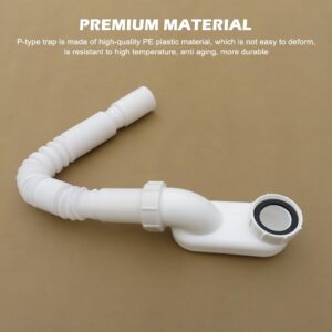 Bathtub Shower Drain Pipe,Flexible Freestanding Tub Drain Kit,Easy Install Low Profile Flat P Trap for Bathtub,Sealing Leakproof Shower Pan Drain for Kitchen,Bathroom,Bedroom