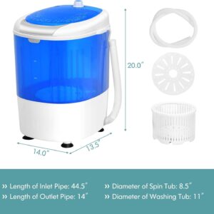 Mini Portable Washing Machine, 5.6 LBS Capacity Portable Washer and Spinner Combo with Spin Cycle Basket & Drain Hose, Semi-automatic Laundry Washer Machine for Apartment Dorm RV