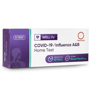 welllife covid-19/influenza a&b home test, self test for flu a/b and covid-19, results in 10 minutes with non-invasive nasal swab, fda eua authorized -[1 test]