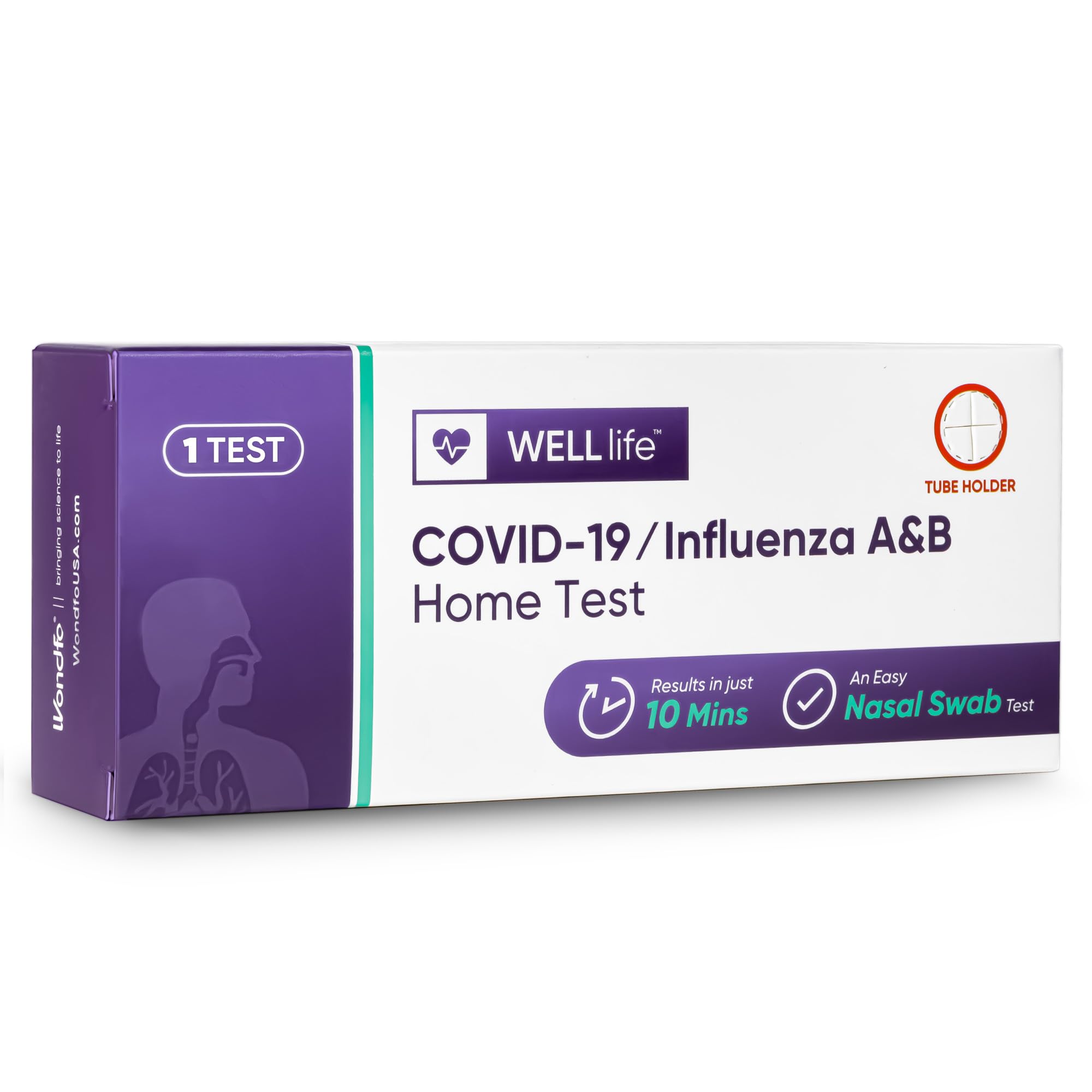 WELLlife COVID-19/Influenza A&B Home Test, Self Test for Flu A/B and COVID-19, Results in 10 Minutes with Non-invasive Nasal Swab, FDA EUA Authorized -[1 Test]